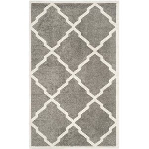 Lark Manor Ammundsen Geometric Dark Gray/Beige Indoor / Outdoor Area Rug & Reviews | Wayfair